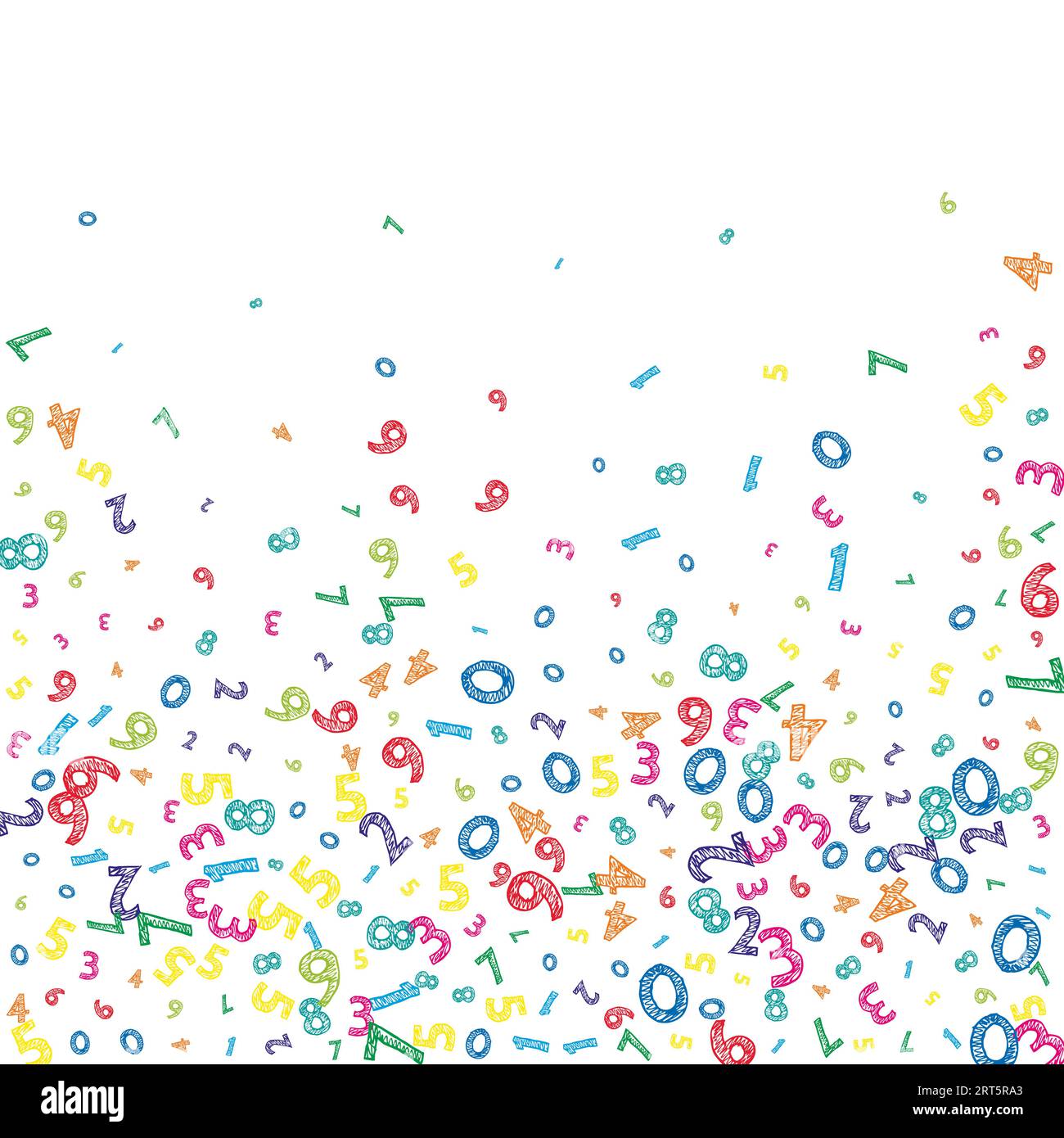 Falling colorful messy numbers. Math study concept with flying digits ...