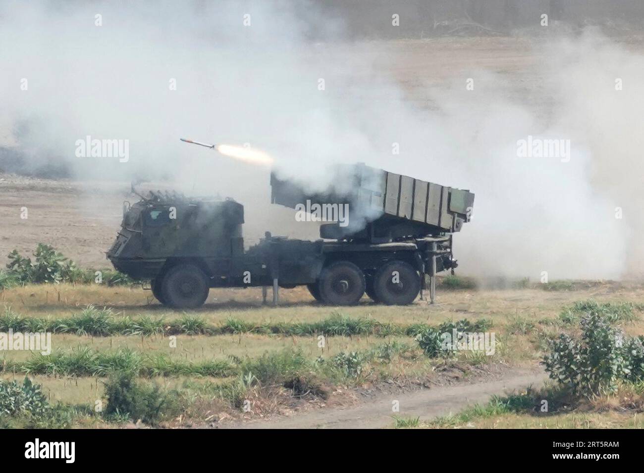 Indonesian Army multiple rocket launchers fire at a target during Super ...
