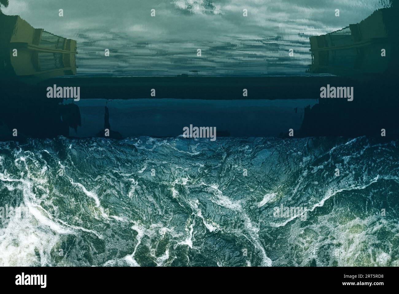 Water dam overflow as natural background, high angle view Stock Photo ...