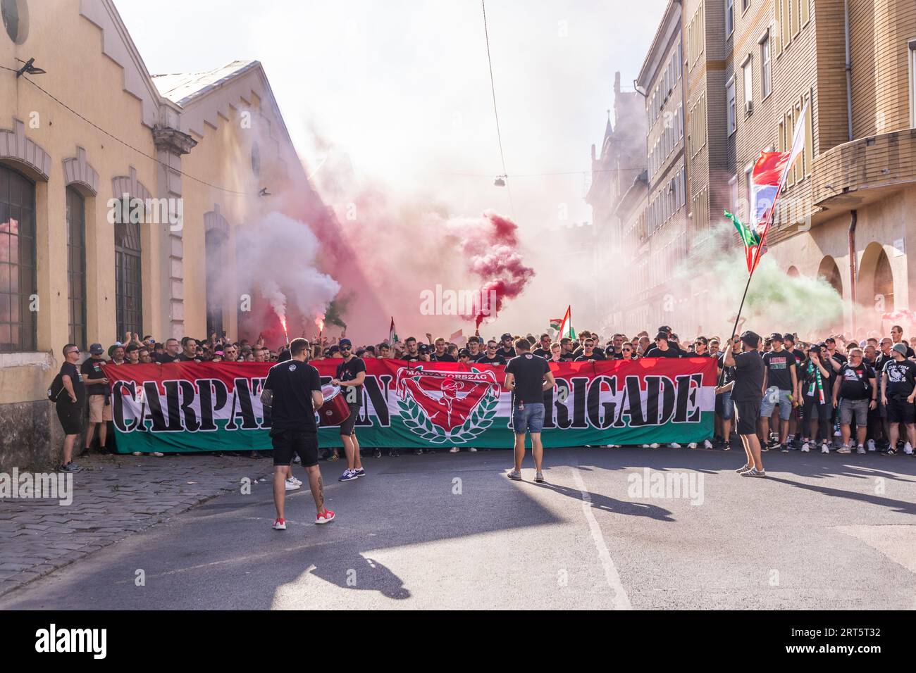 Budapest, Hungary. 10th Sep, 2023. Football fans of Hungary seen in fan ...
