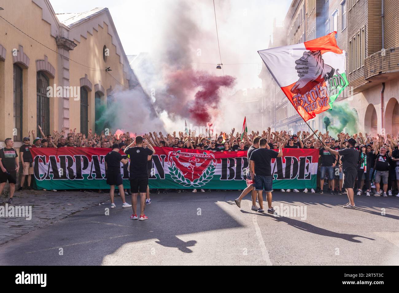 Budapest, Hungary. 10th Sep, 2023. Football fans of Hungary seen in fan ...