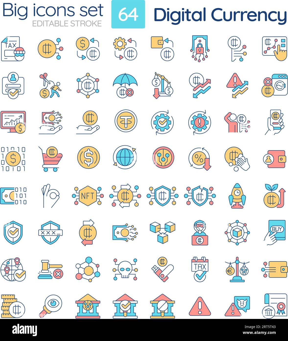 Customizable big icon set for digital currency Stock Vector Image & Art ...