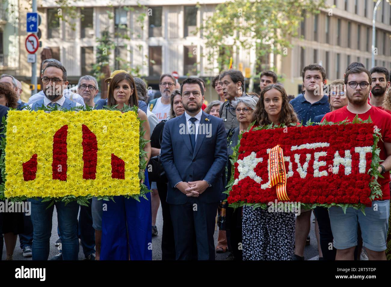 The president of the Generalitat, Pere Aragonès (c), during the ...