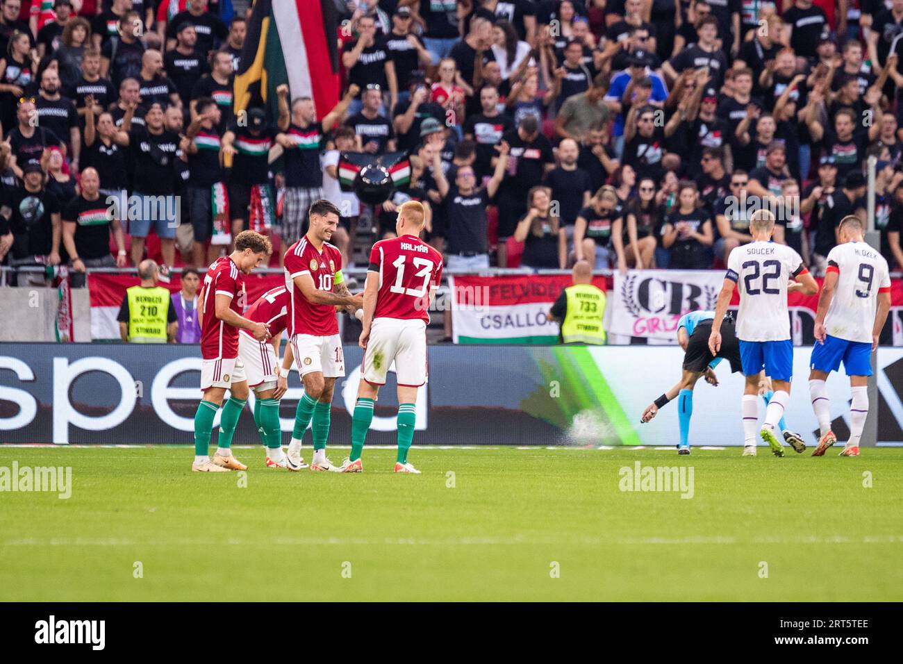Budapest, Hungary. 10th Sep, 2023. Dominik Szoboszlai (10) and Zsolt ...