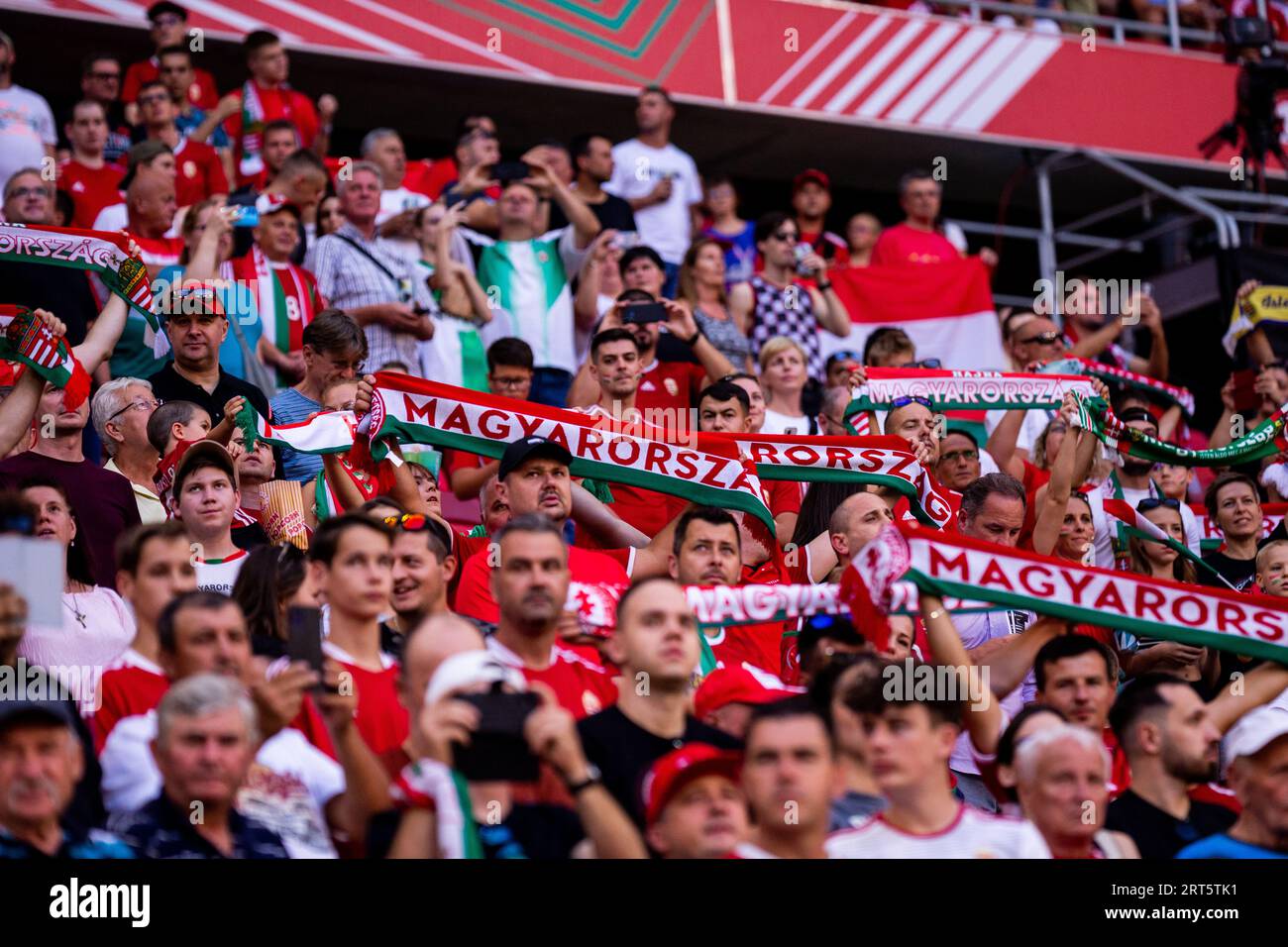Budapest, Hungary. 10th Sep, 2023. Football fans of Hungary seen on the ...