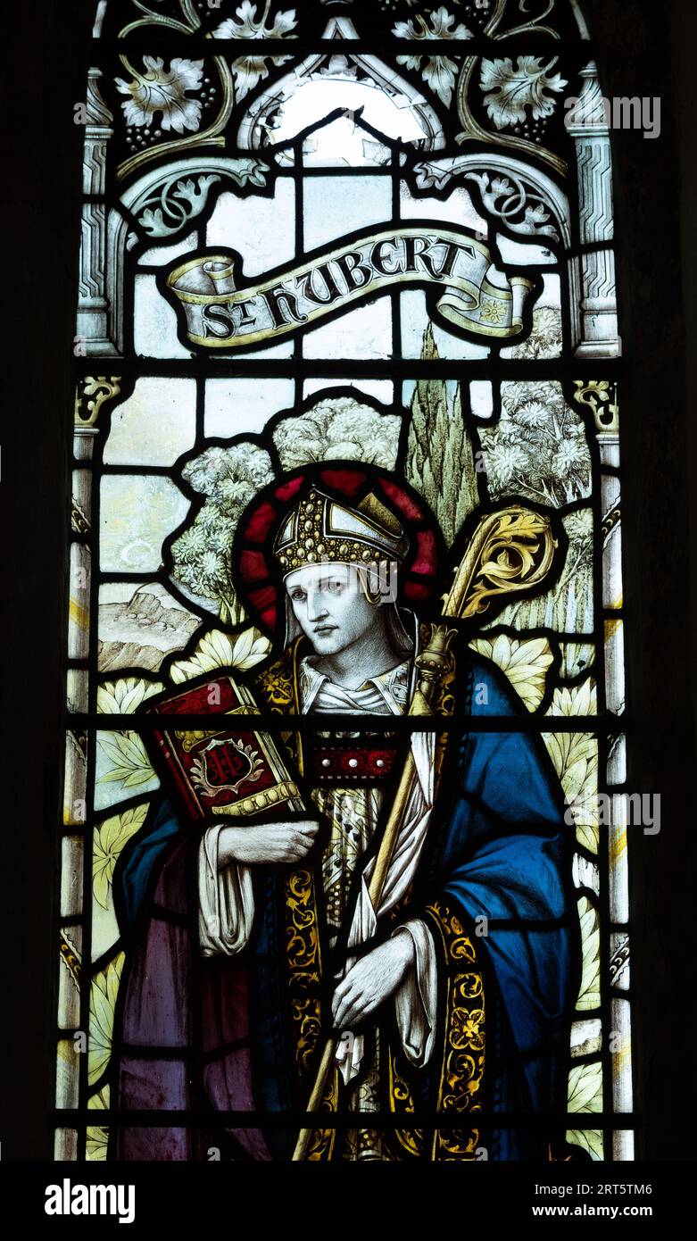Saint Hubert stained glass, St. Thomas`s Church, Catthorpe ...