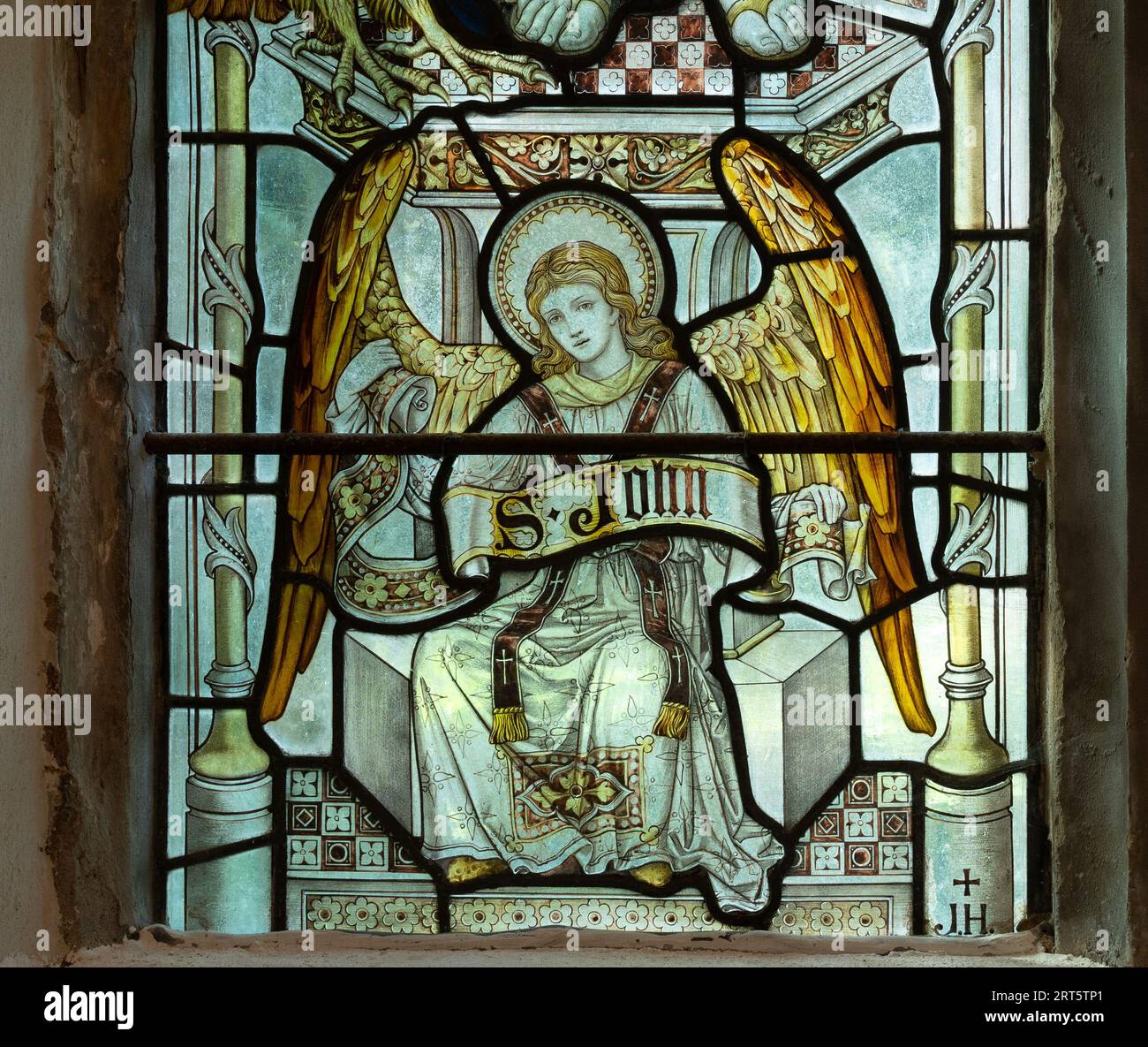 Angel stained glass, St. Thomas`s Church, Catthorpe, Leicestershire ...