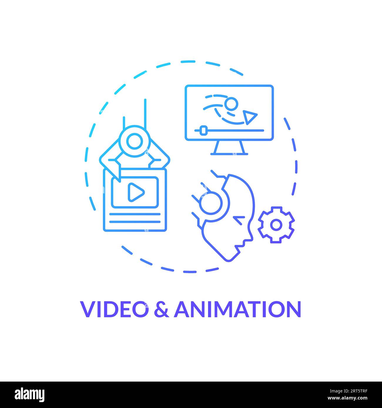 2D gradient video and animation line icon concept Stock Vector Image ...
