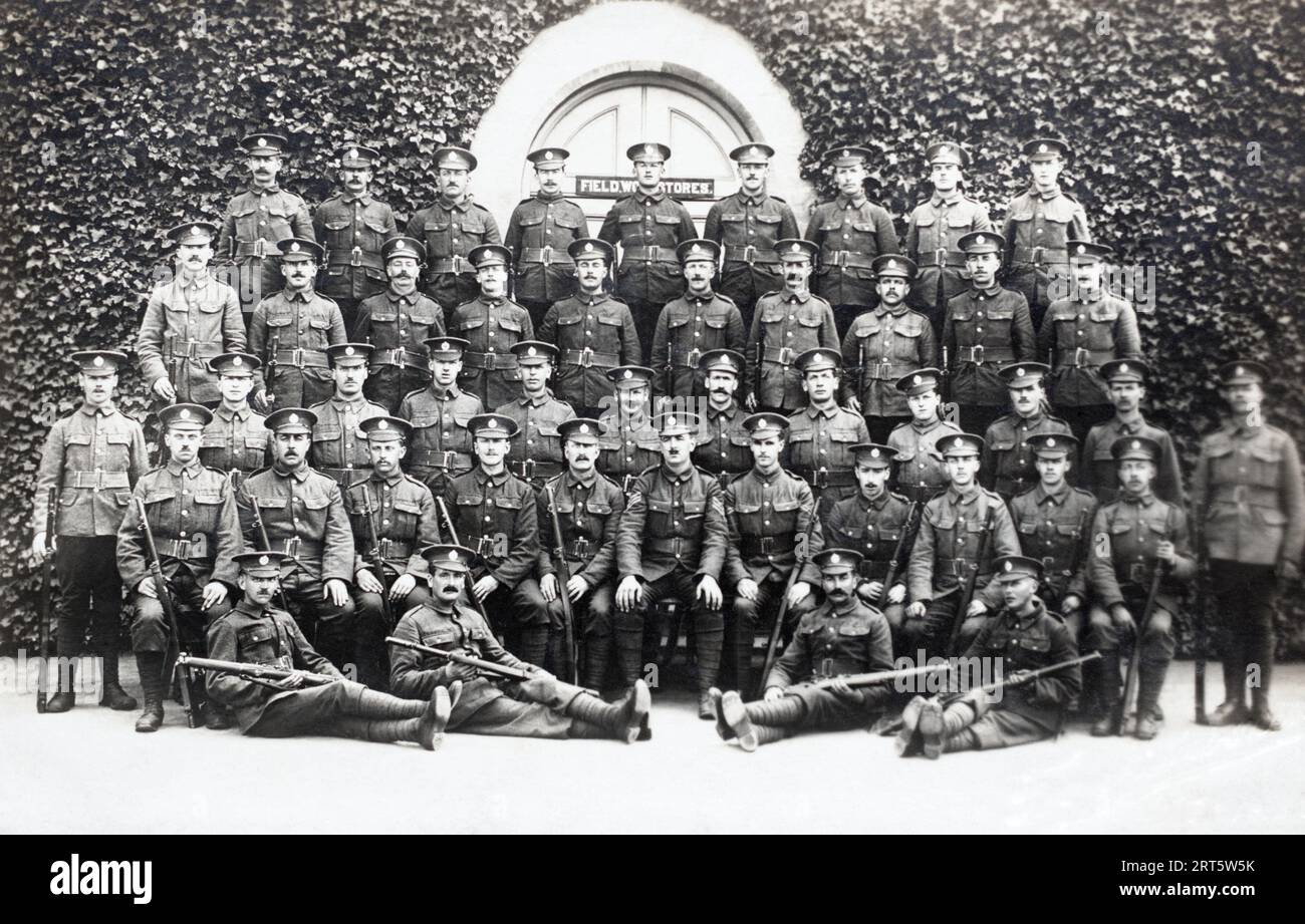A group of Royal Engineers outside a stores building during the FIrst ...