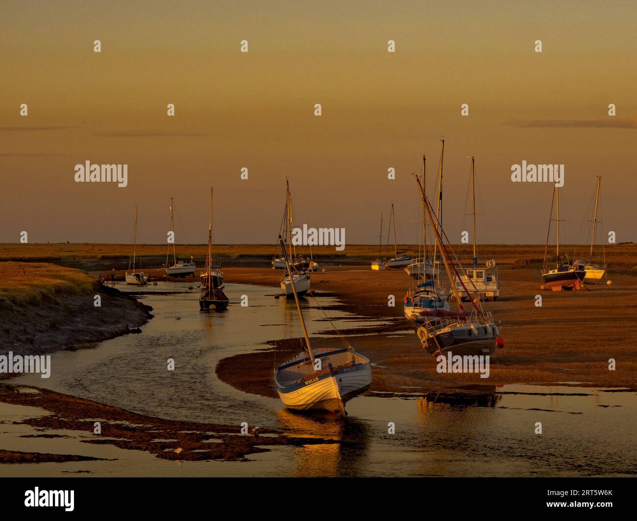 The Quay at sunset, Wells Next The Sea, North Norfolk Stock Photo - Alamy