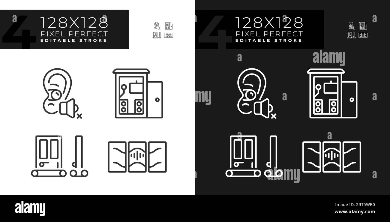 Editable pixel perfect soundproofing linear icons set Stock Vector ... Editable pixel perfect soundproofing linear icons set Stock Vector ...