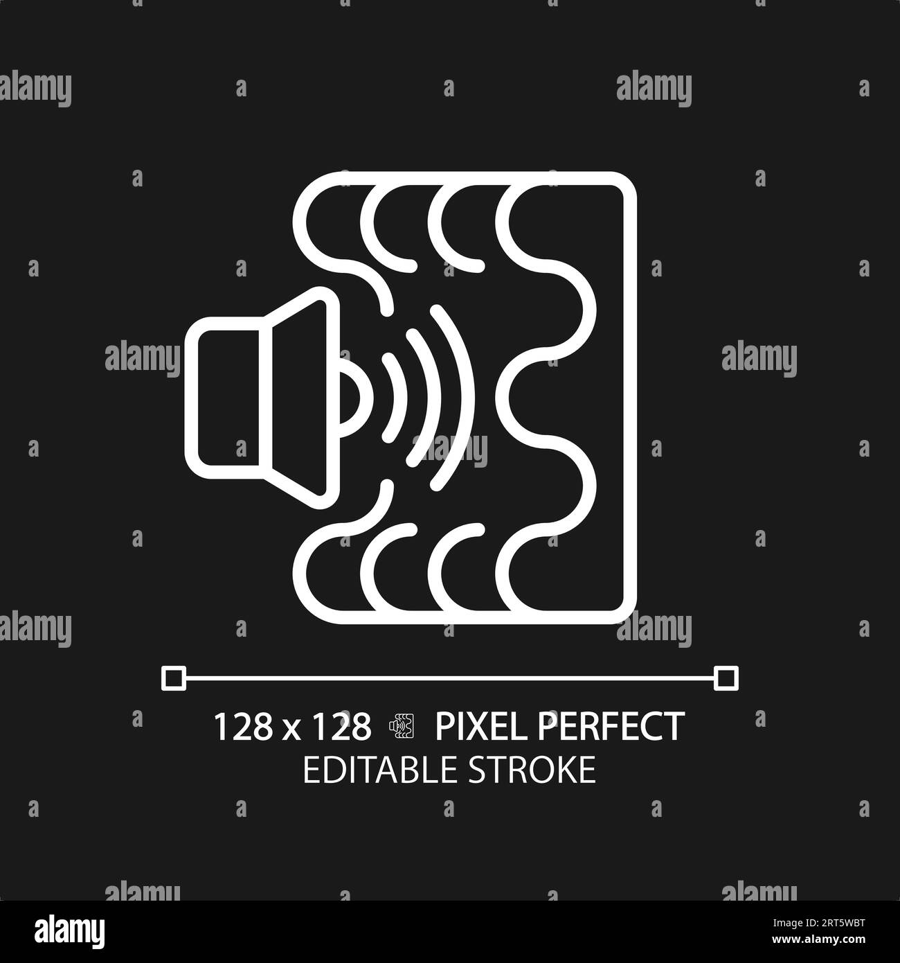 Customizable sound absorption white thin linear icon Stock Vector Image ...