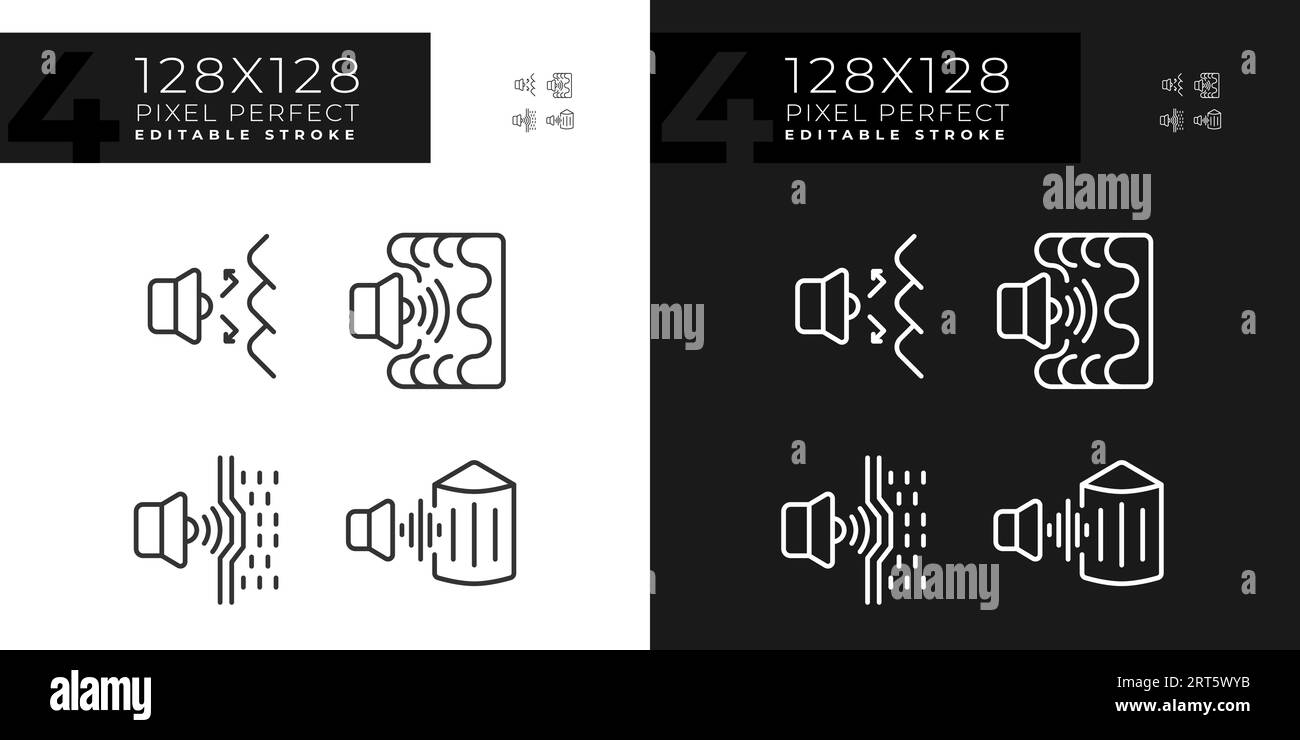 Editable light and dark soundproofing line icons Stock Vector Image ...