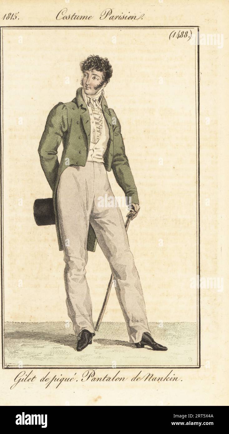 French gentleman in tailcoat, ribbed waistcoat, Nankeen cotton trousers ...