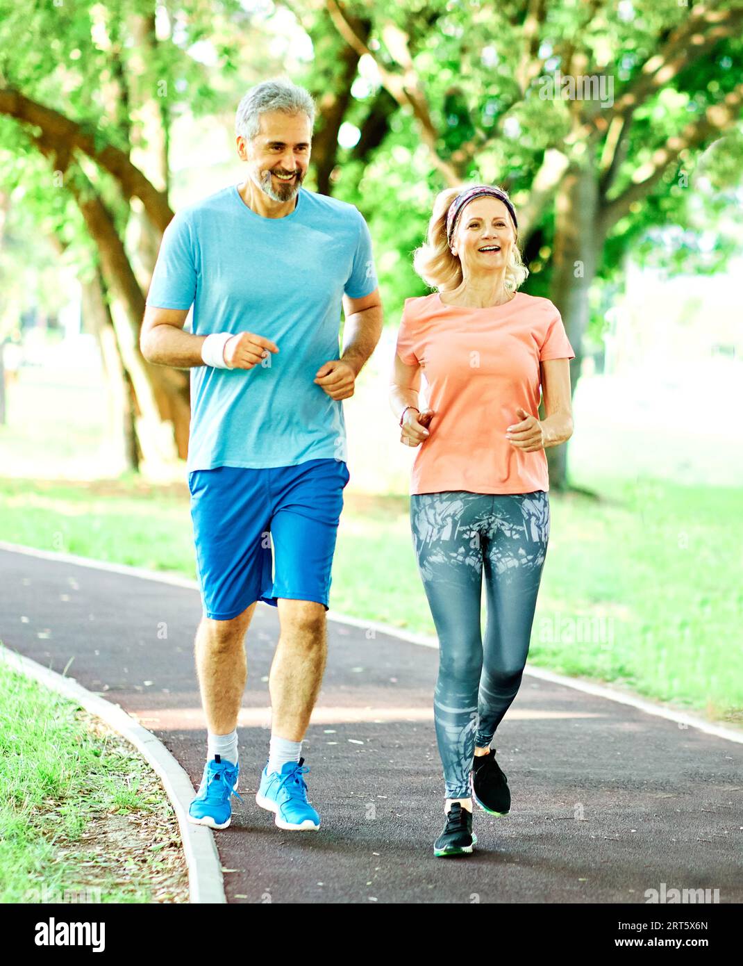 outdoor senior fitness woman man lifestyle active sport exercise ...