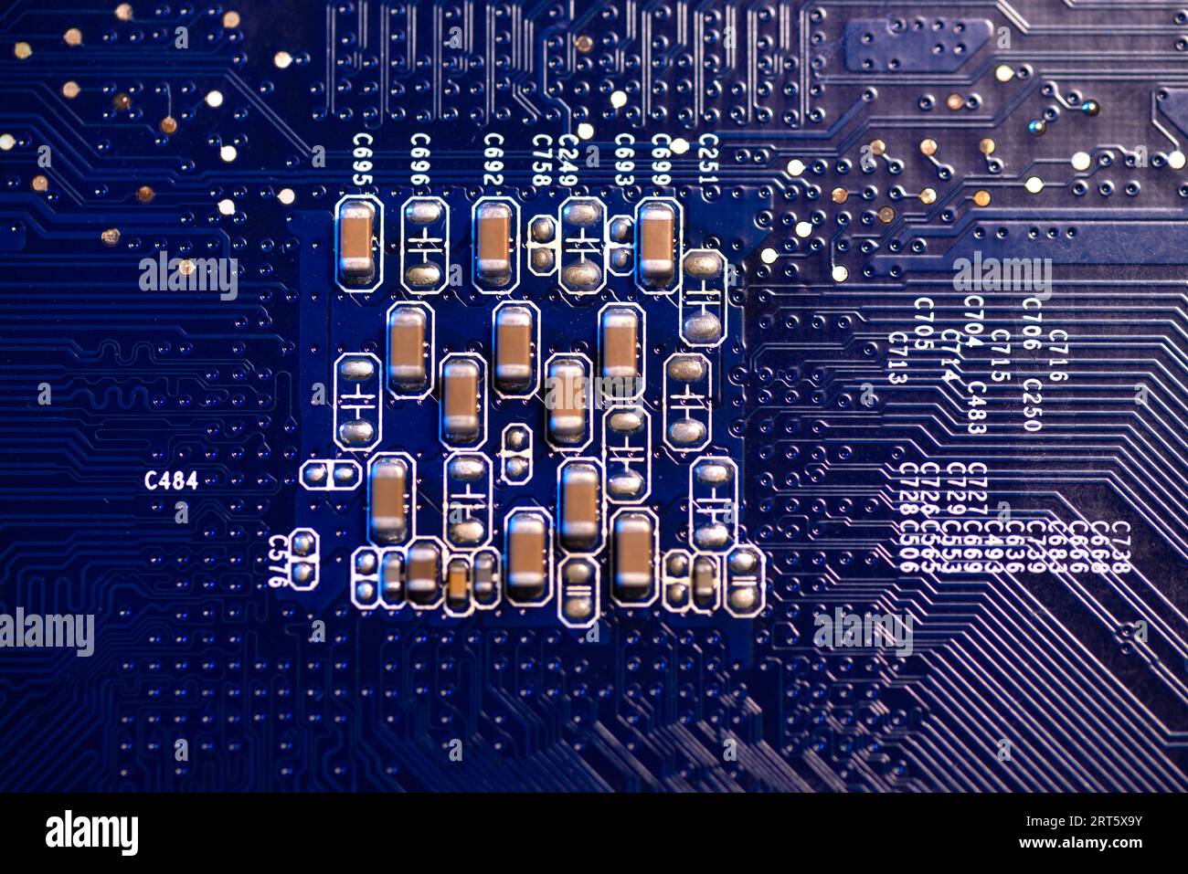 Motherboard close-up with contacts, desktop PC. Computer technology ...