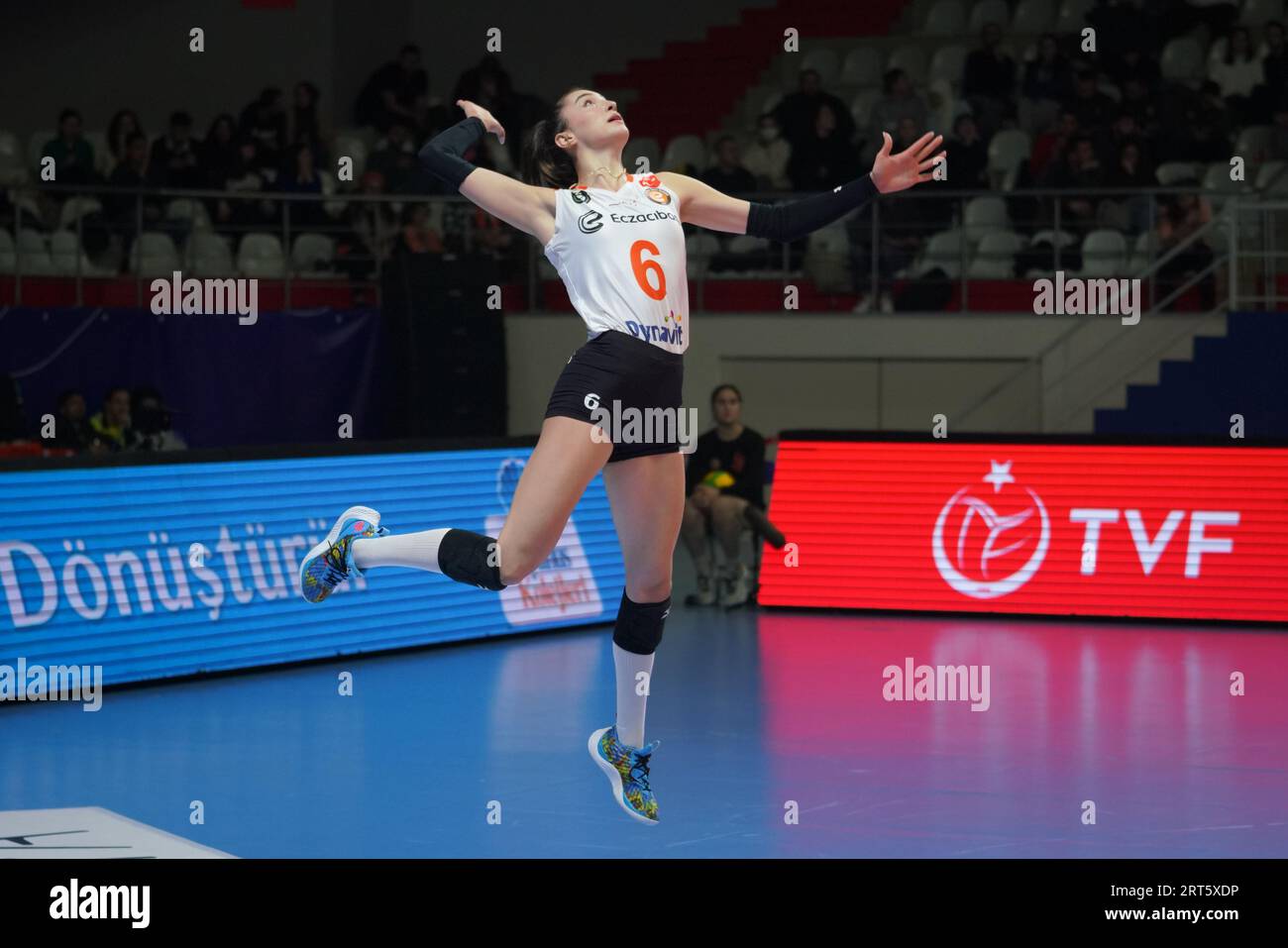 ISTANBUL, TURKIYE - JANUARY 11, 2023: Saliha Sahin serves during ...