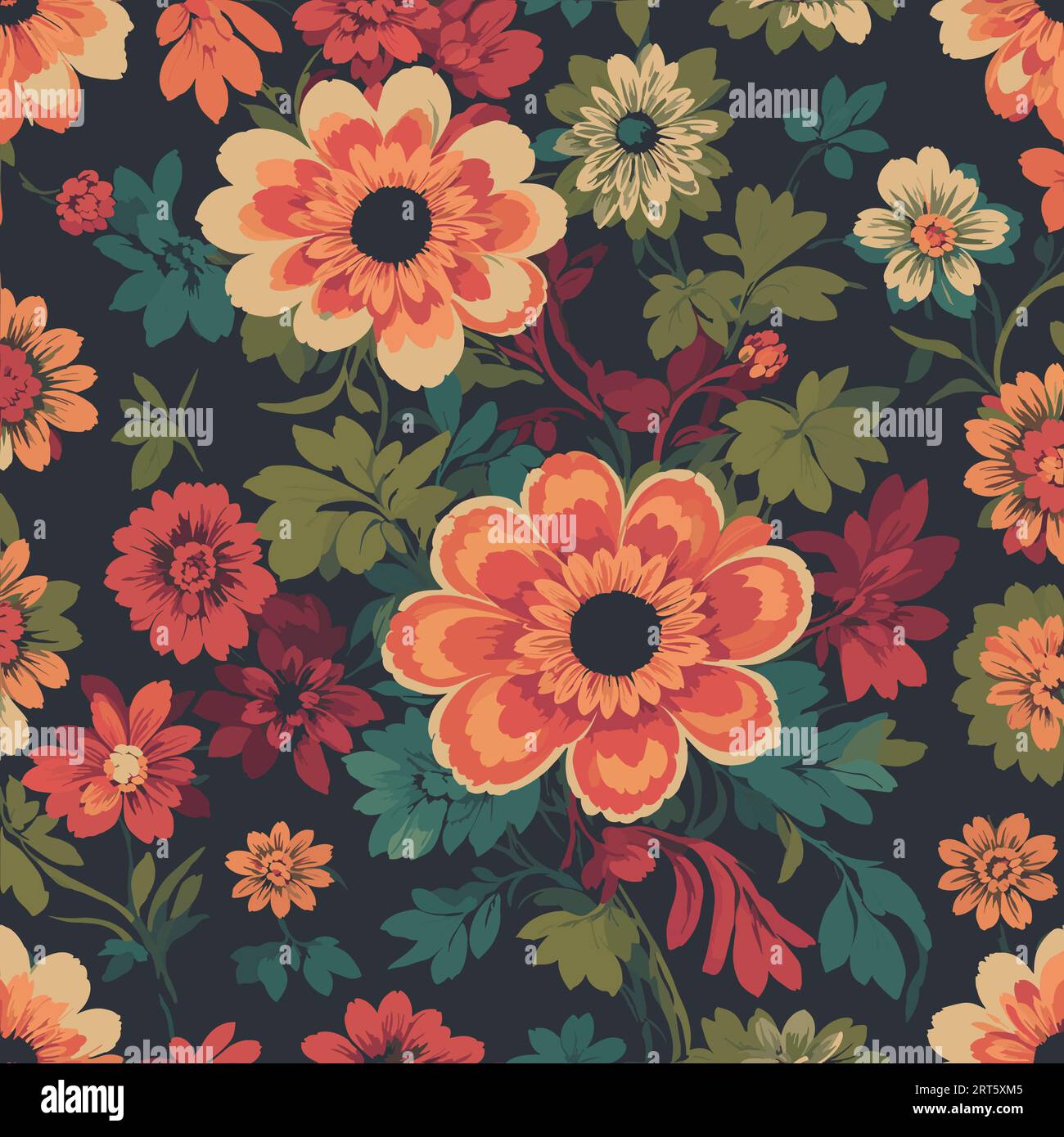 Colorful floral print background. Seamless floral pattern with bright ...