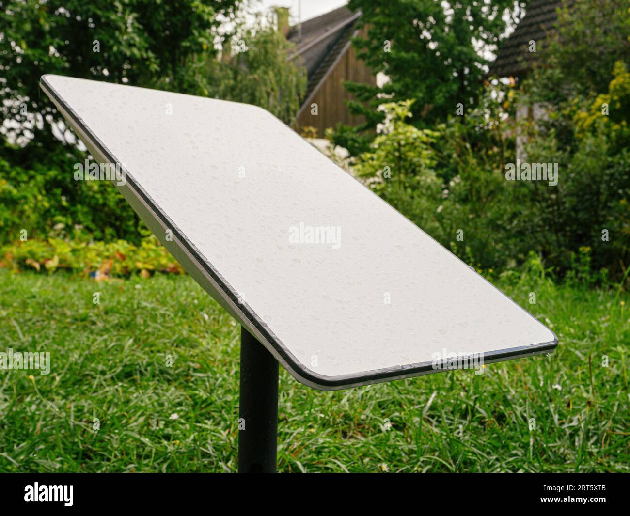 Germany - Aug 12, 2023: A close-up of a Starlink internet-operated ...