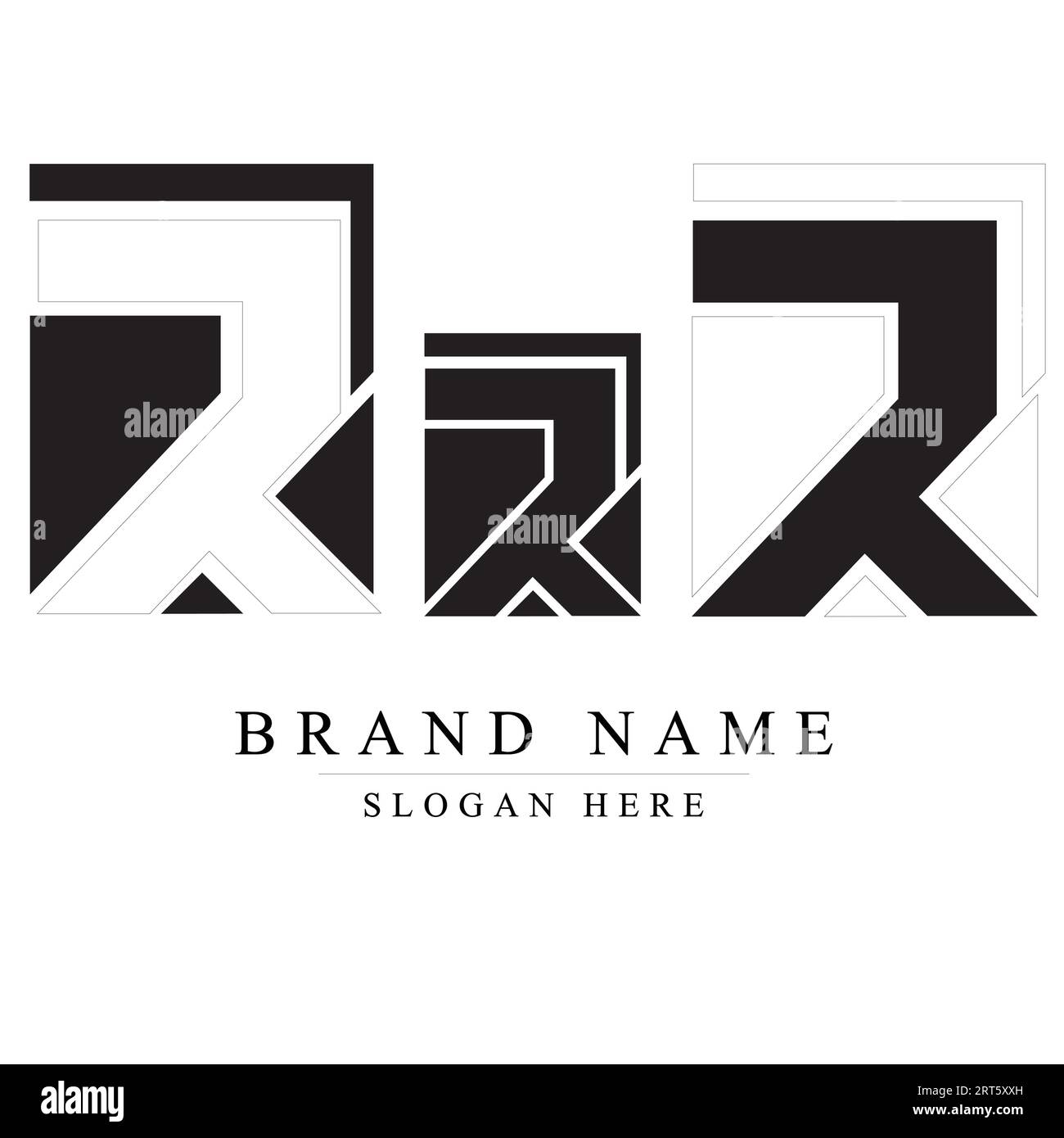 Modern minimal R logo collection with black and white background Stock ...