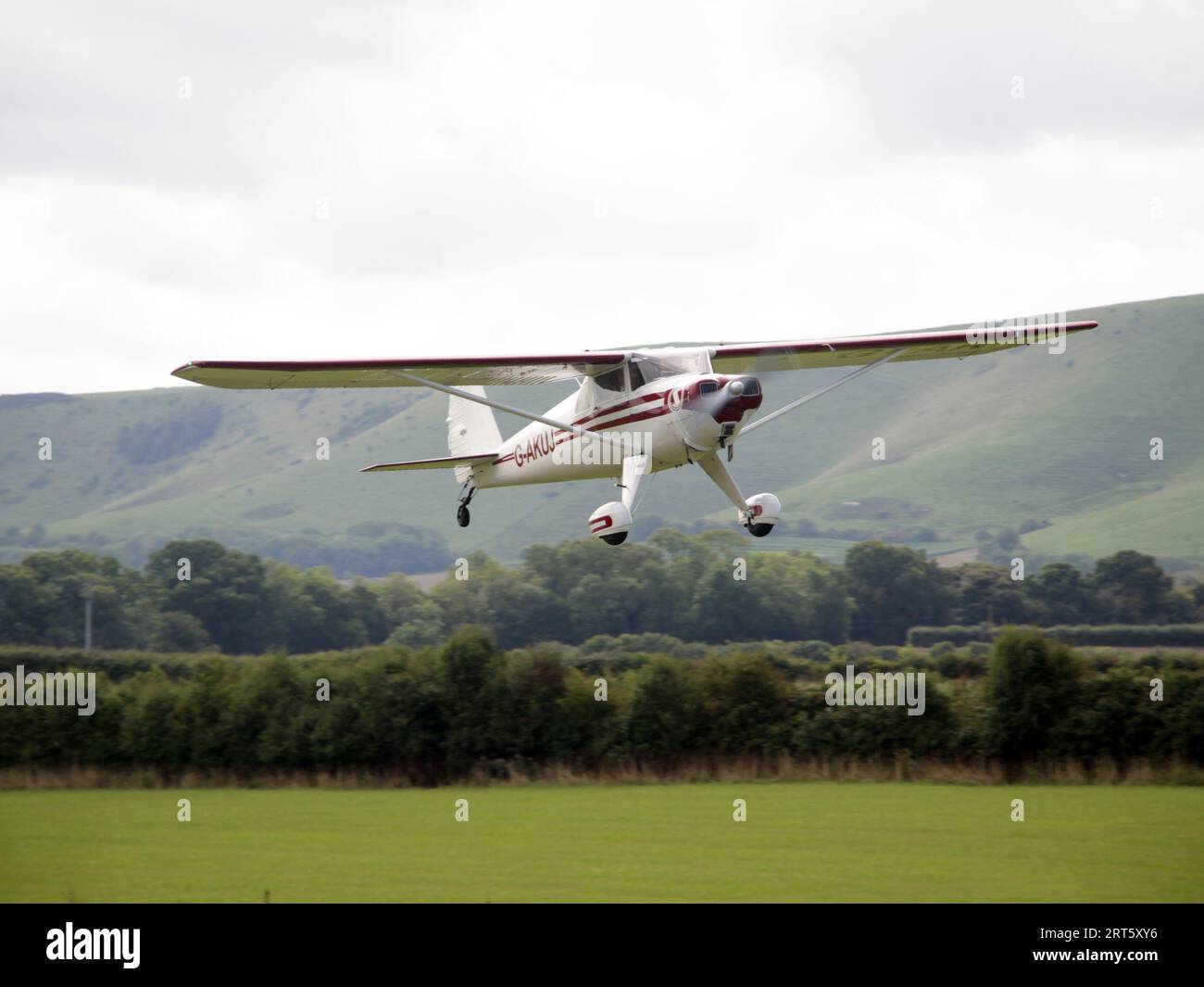 A Luscombe 8 Silvaire classic light aircraft landing at an airfield in ...