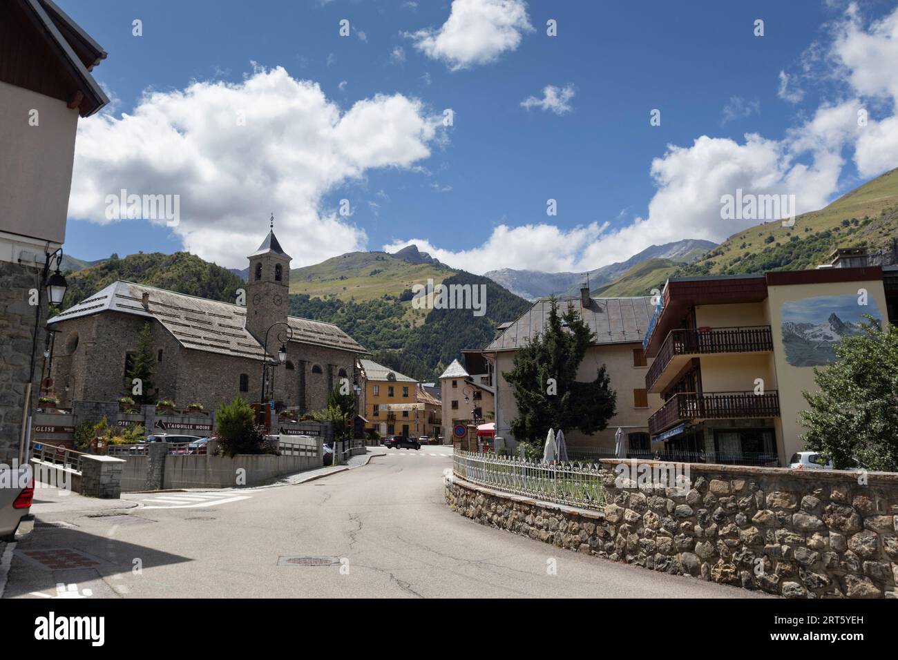 VALLOIRE, FRANCE, 26 JULY 2023: View of a main street and church of Our ...