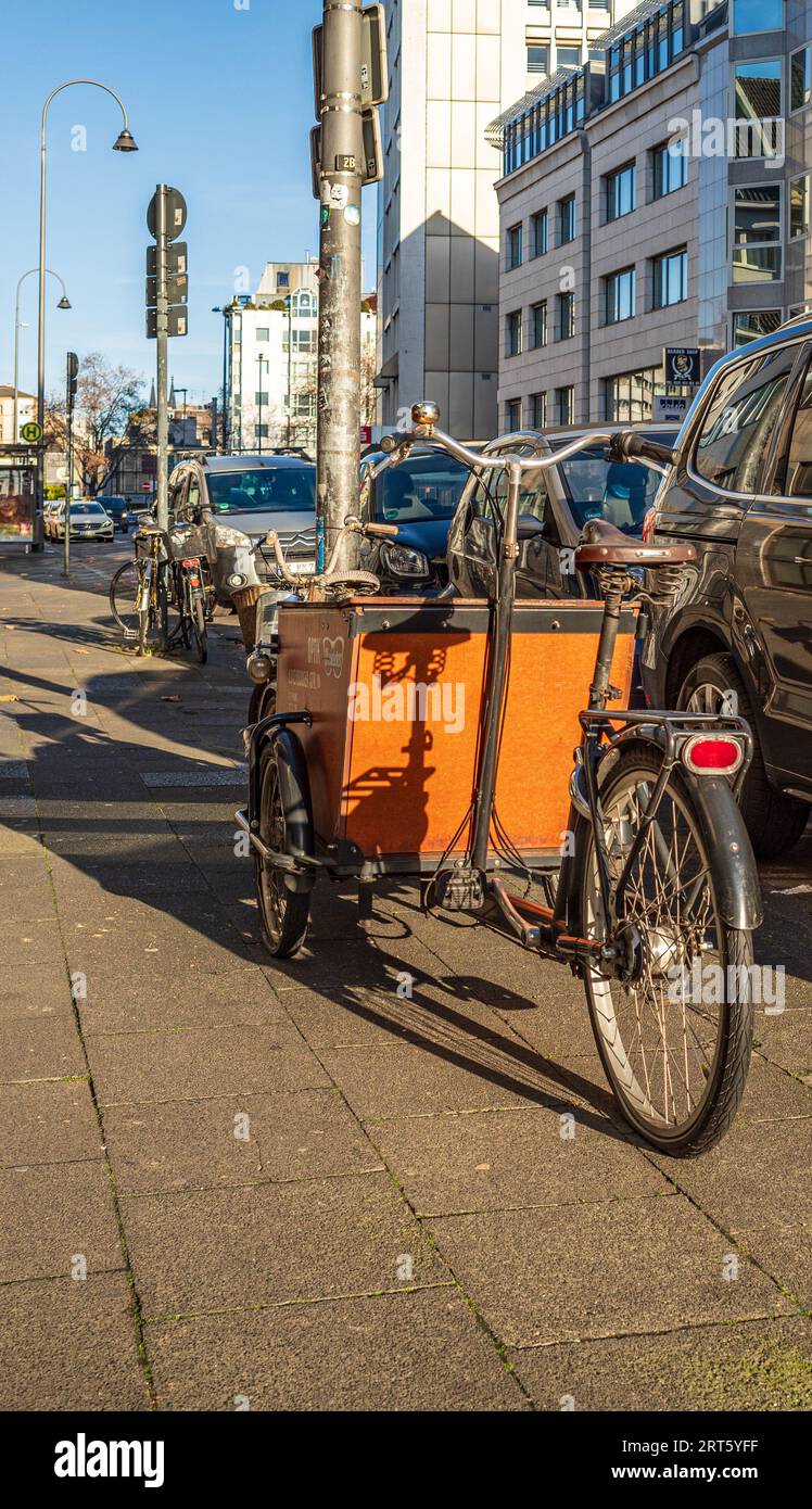 Bicycle on a street in Cologne Germany Stock Photo - Alamy