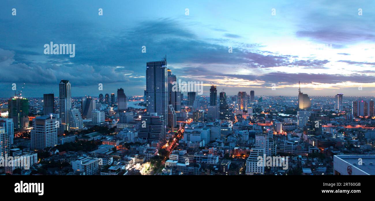 Nightfall over South Sathon, Bangkok Thailand Stock Photo - Alamy