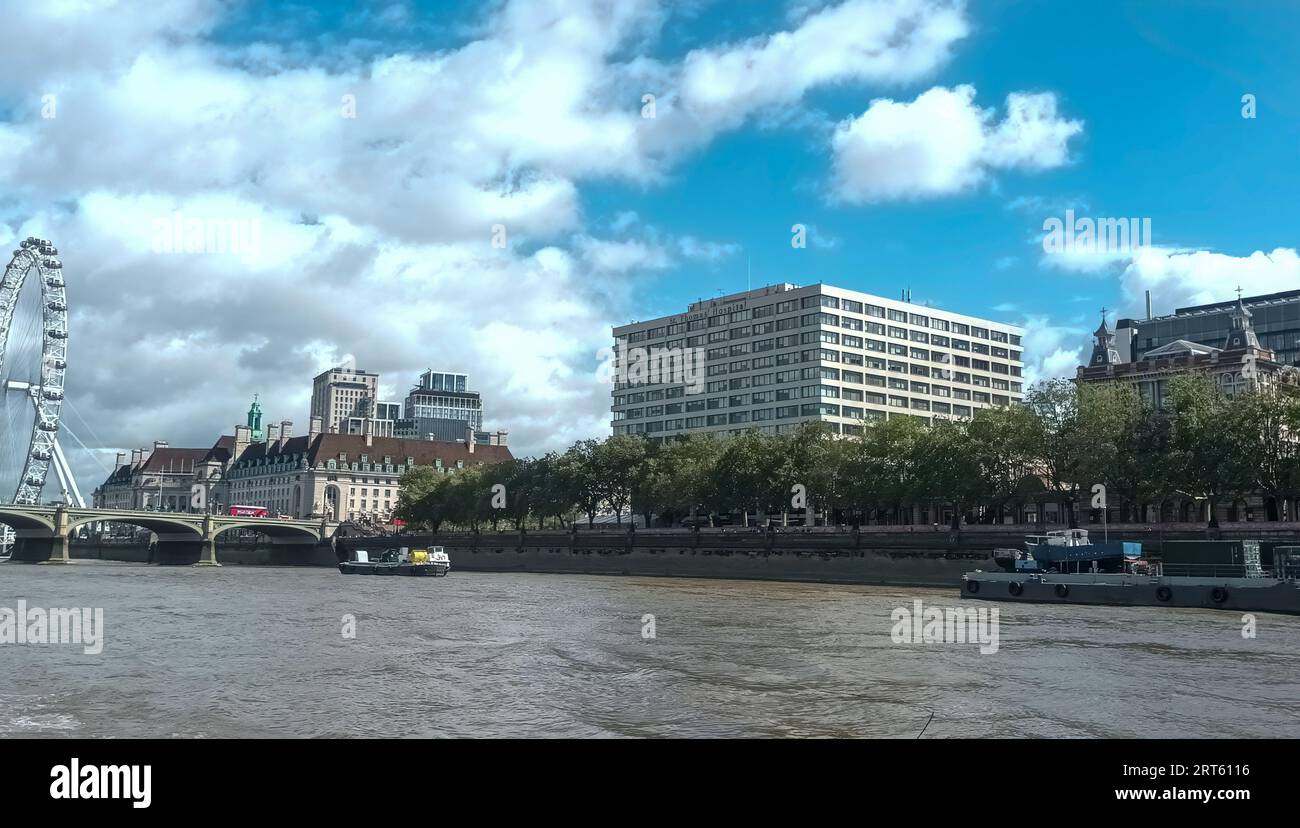 St Thomas Hospital on the south bank of the River Thames in London, UK ...