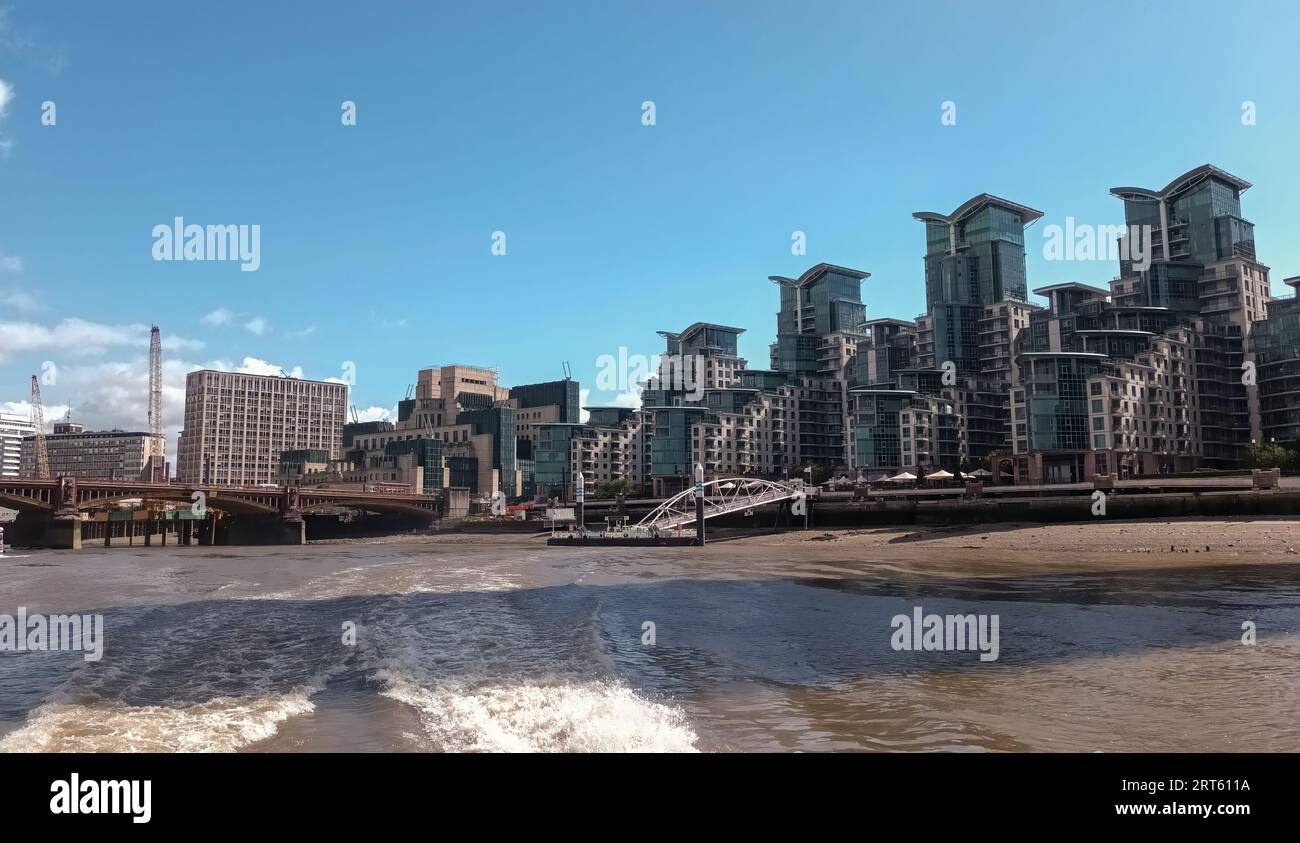 The high rise buildings next to the River Thames in Vauxhall, London ...