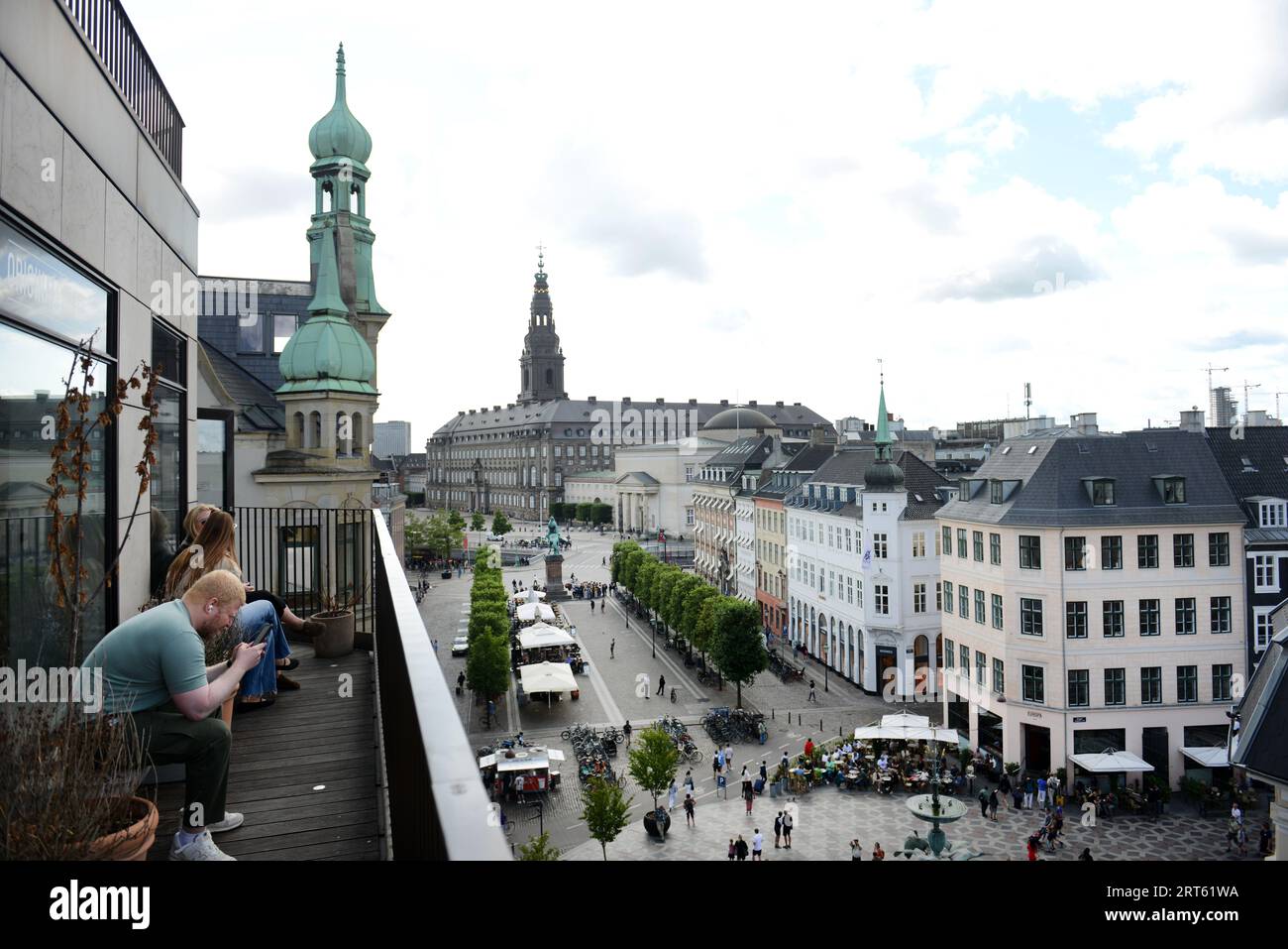Locals and tourist enjoying the city views from the balcony of the ...