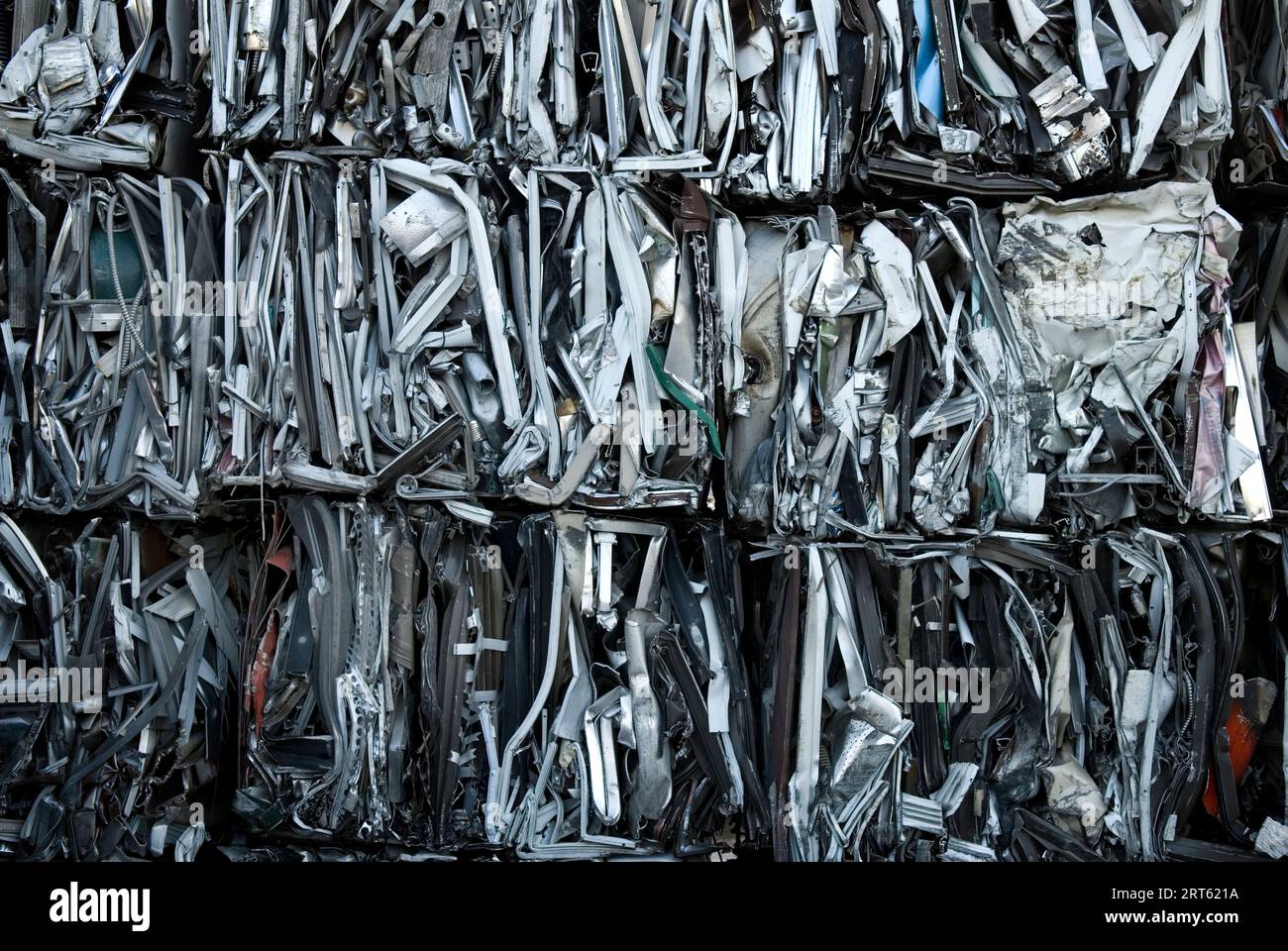 Crushed metal at recycling facility, Maine Stock Photo - Alamy