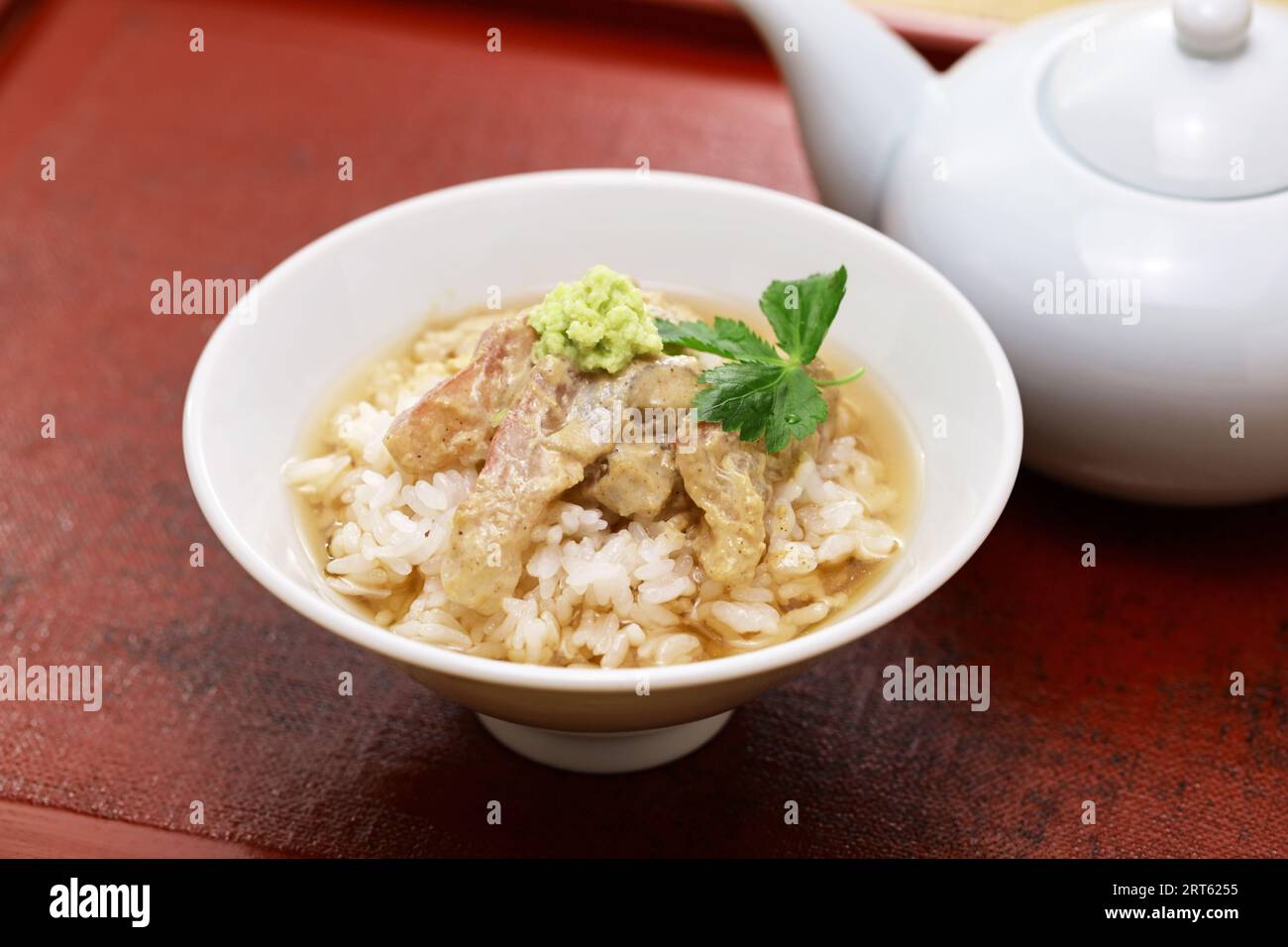 Tai chazuke is a traditional Japanese cuisine. Sea bream sashimi dipped ...