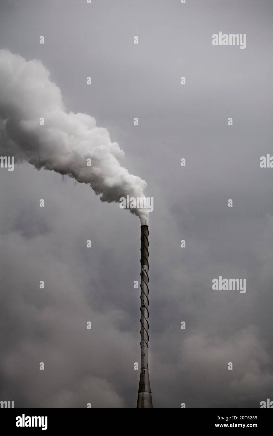 Paper mill smokestack, Maine Stock Photo - Alamy