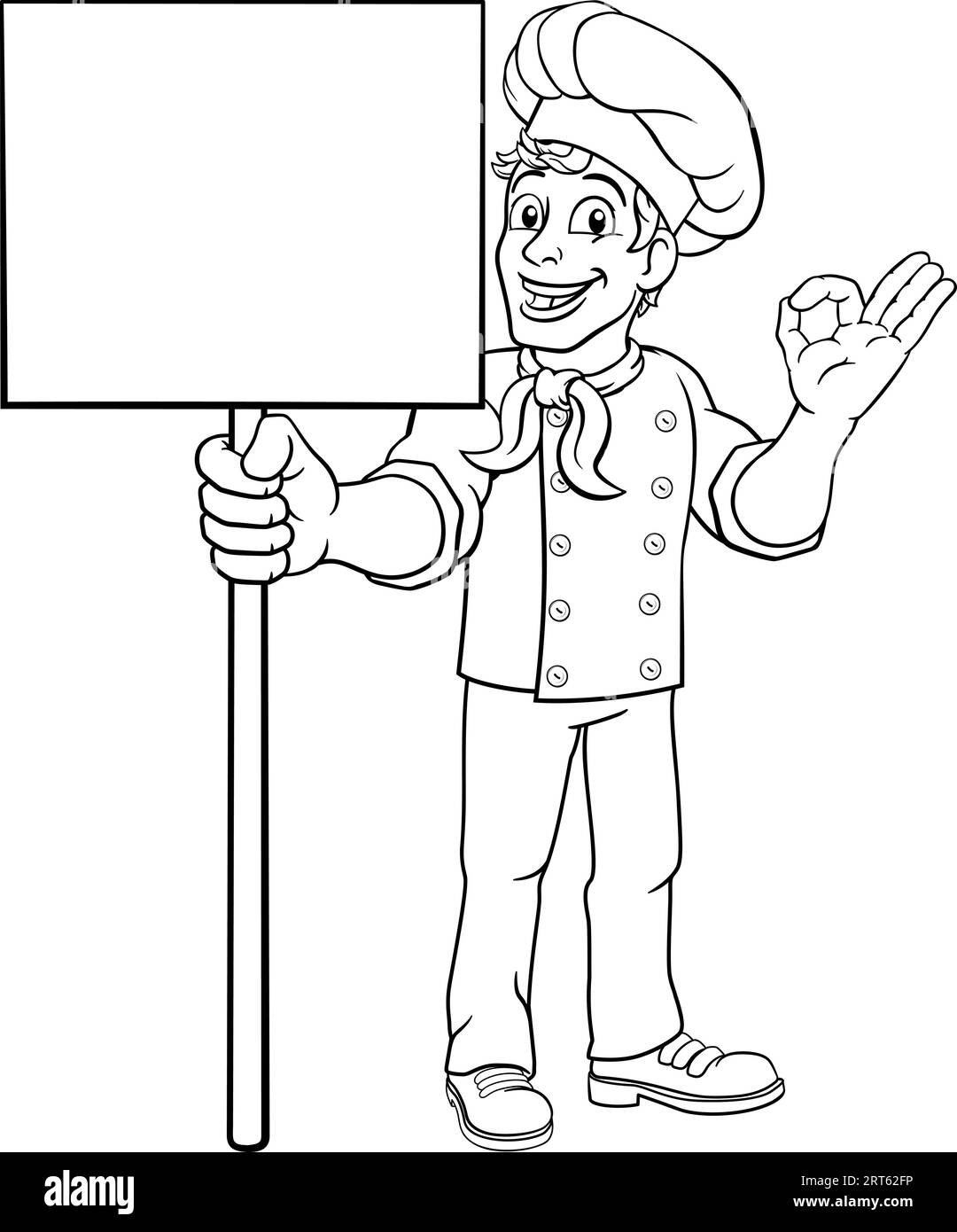 Chef Cook Baker Man Cartoon Holding Sign Stock Vector Image & Art - Alamy