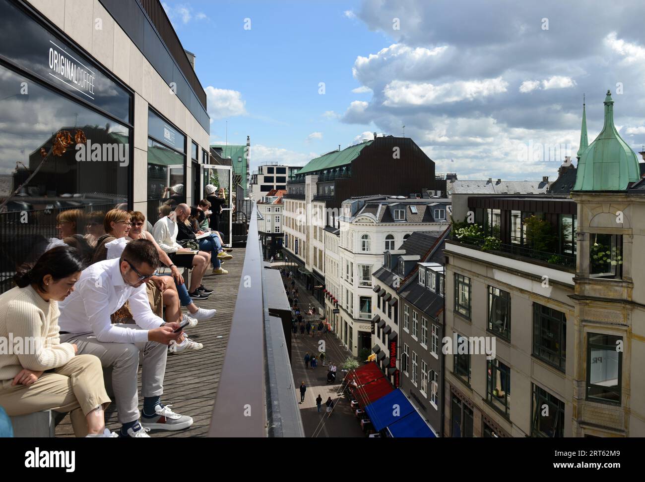 Locals and tourist enjoying the city views from the balcony of the ...
