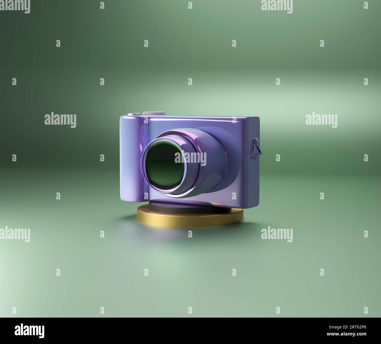 Digital camera isolated on green background. 3d illustration Stock ...