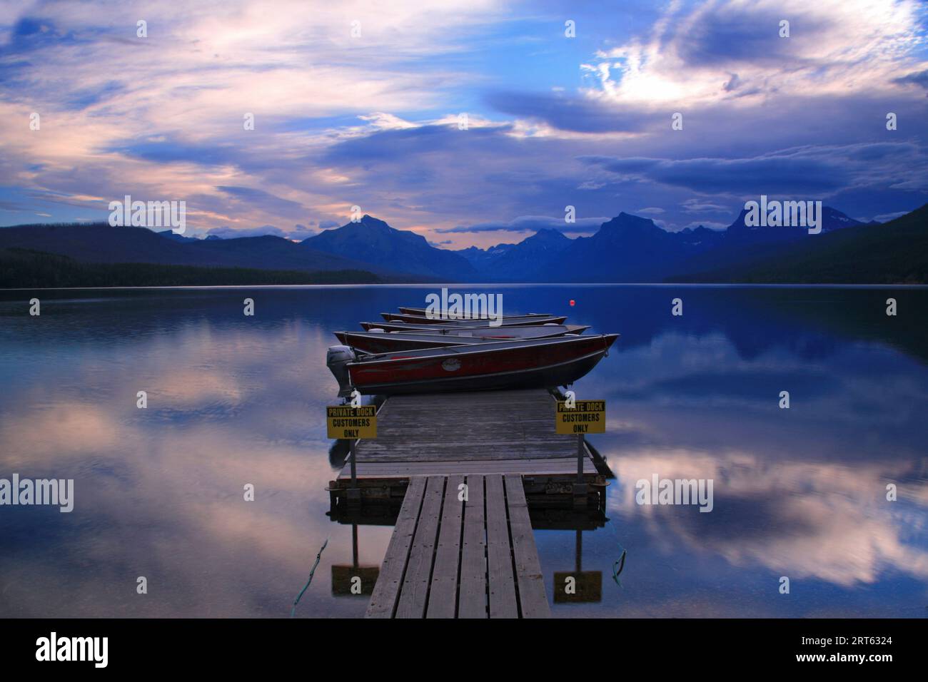 Private boat dock at Lake McDonald in Glacier National Park, Montana ...