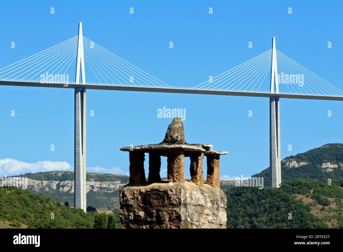 Town view with millau viaduct bridge hi-res stock photography and ...