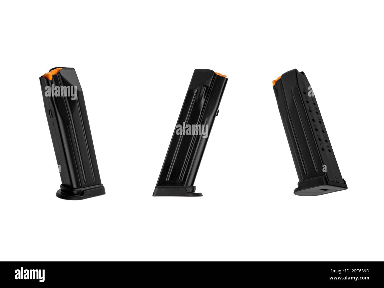 Metal pistol magazine for 9 mm cartridges. Clip for ammunition. Isolate ...