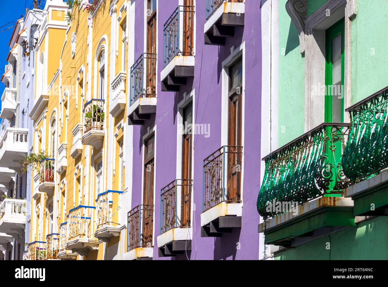 Puerto Rico colorful colonial architecture in historic city center ...