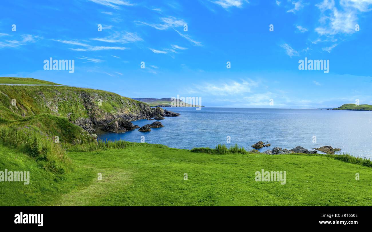 Scotland Shetland scenery in England with cliffs, ocean views and green ...