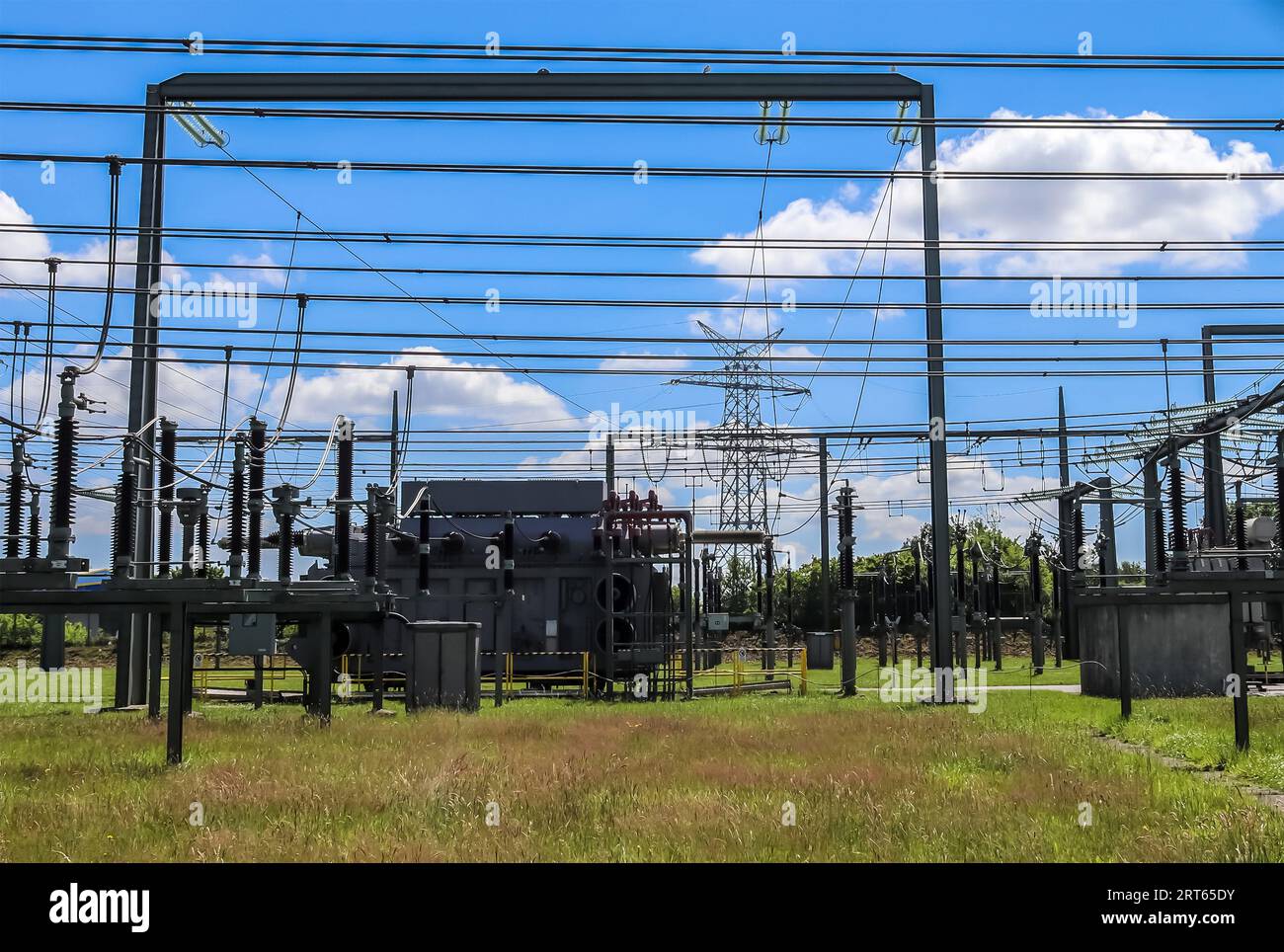 Electrical Transformer. Distribution Of Electric Energy At A Big Substation With Lots Power ...
