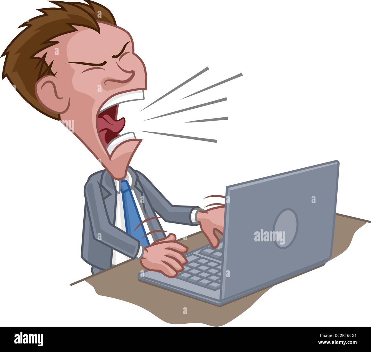 Angry Business Man Boss Shouting at Laptop Cartoon Stock Vector Image ...