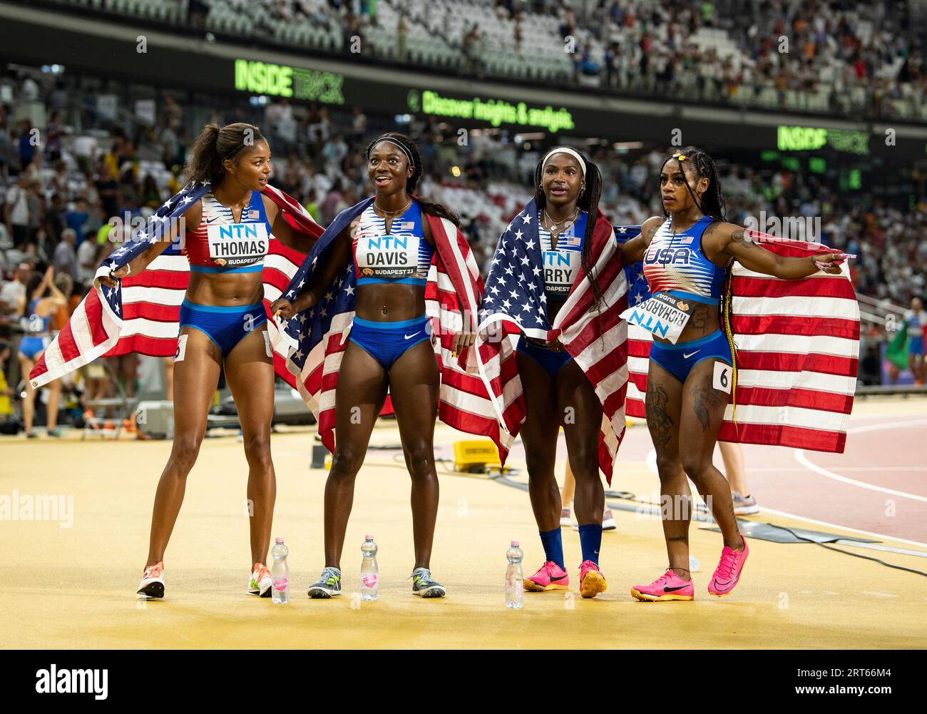 Gabrielle Thomas, Tamari Davis, Twanisha Terry and Sha'Carri Richardson of team USA set a new ...