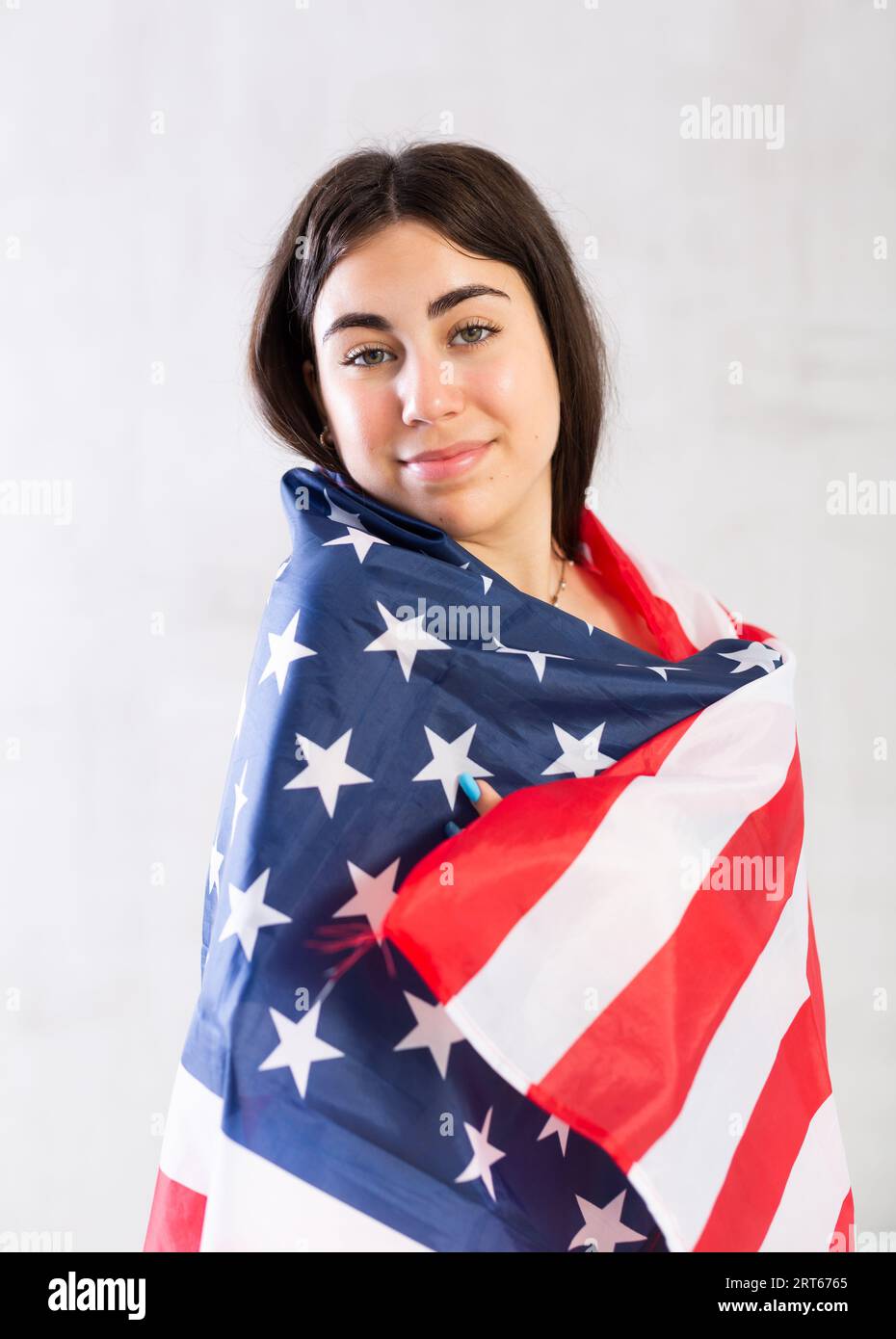 Wrapped up in american national flag hi-res stock photography and ...