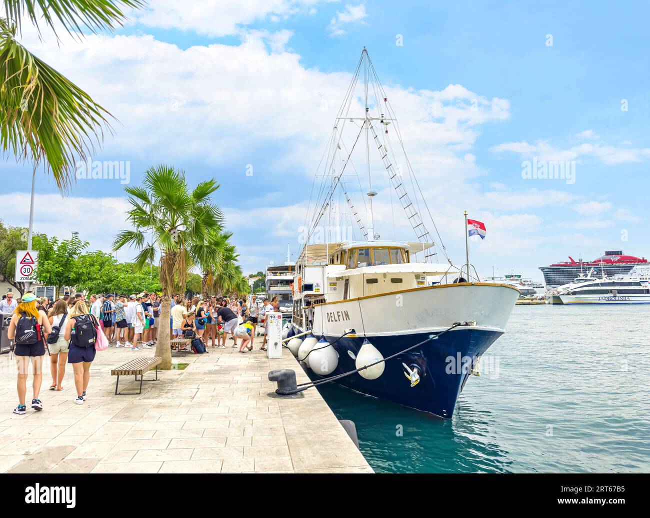 Tourists queue for ships in the city of Split, Croatia Stock Photo - Alamy