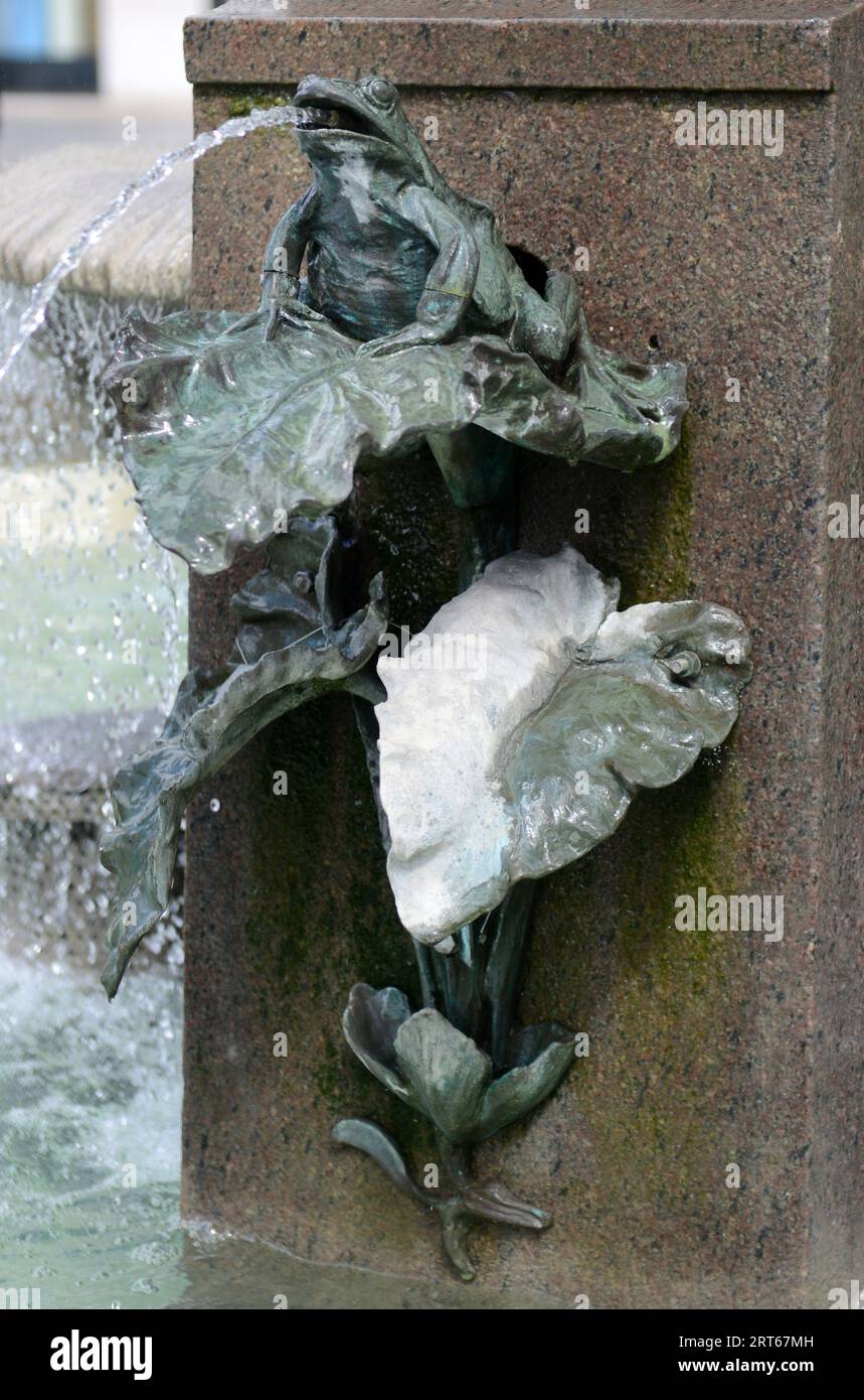 The Stork fountain is decorated with birds & frogs on Amagertorv ...
