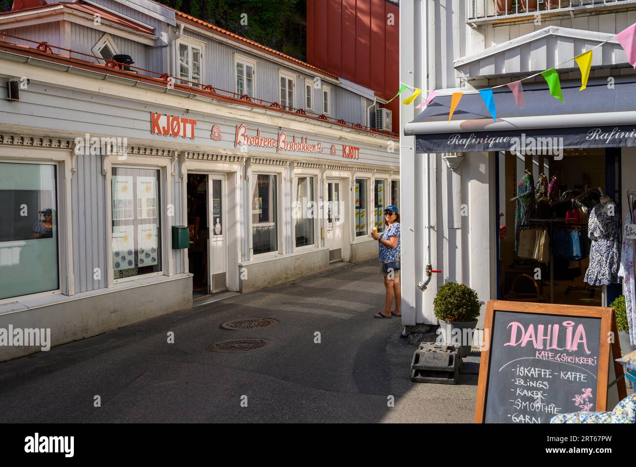 A narrow street in the centre of the well kept and charming seaside ...