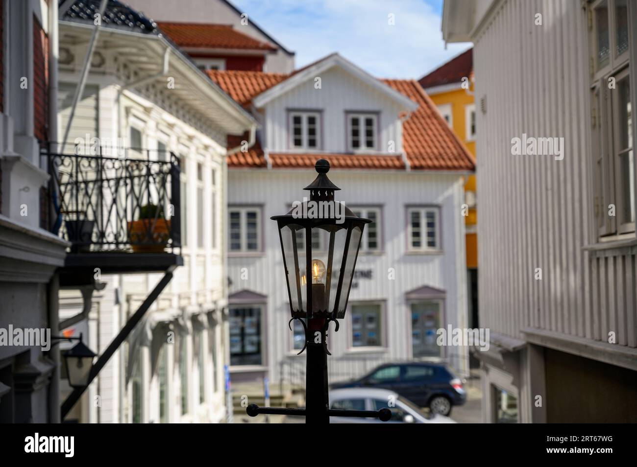 The well kept and charming seaside town of Kragero on the south coast ...